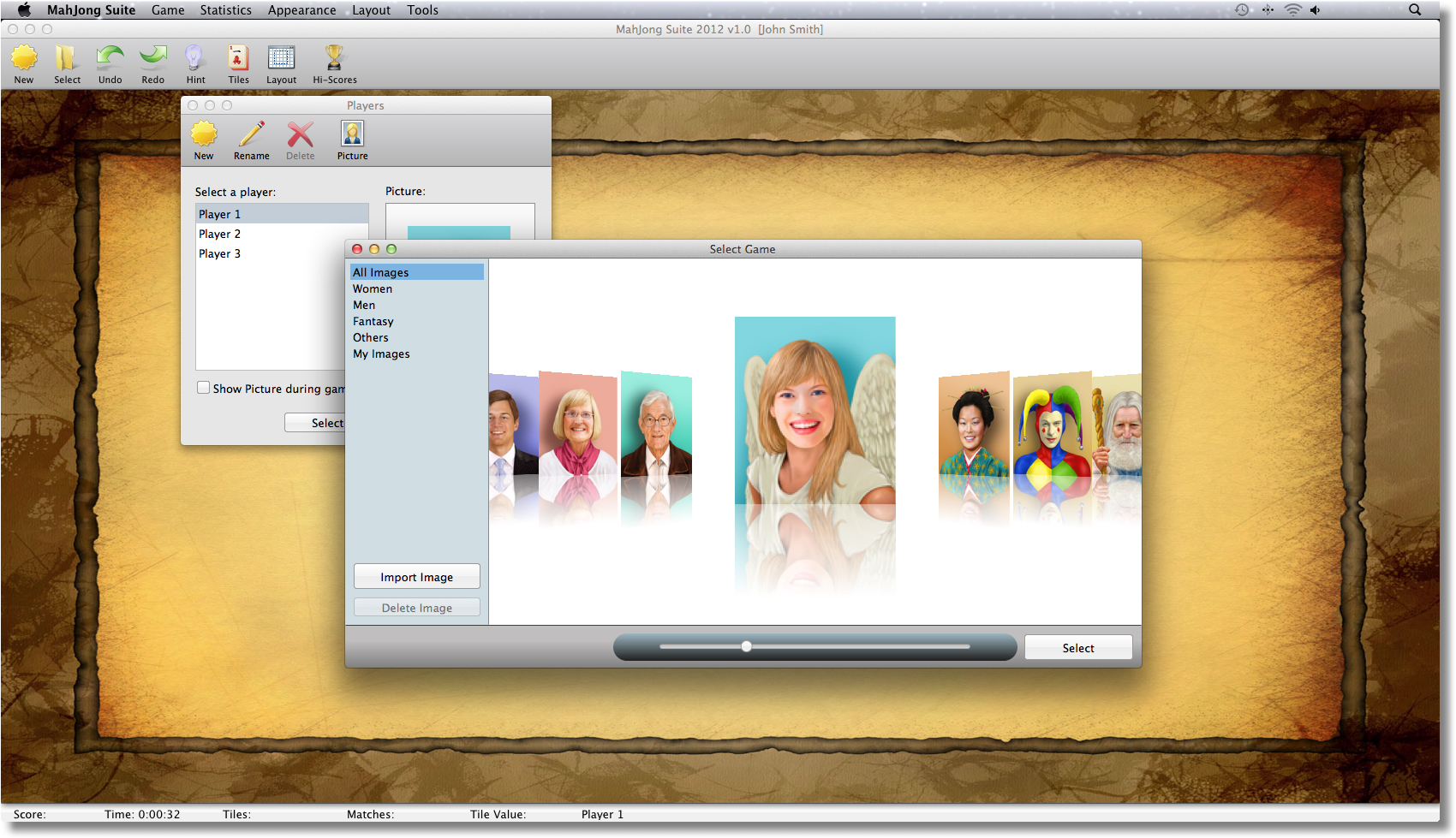 MahJong Suite for Mac - Select a Player Screenshot