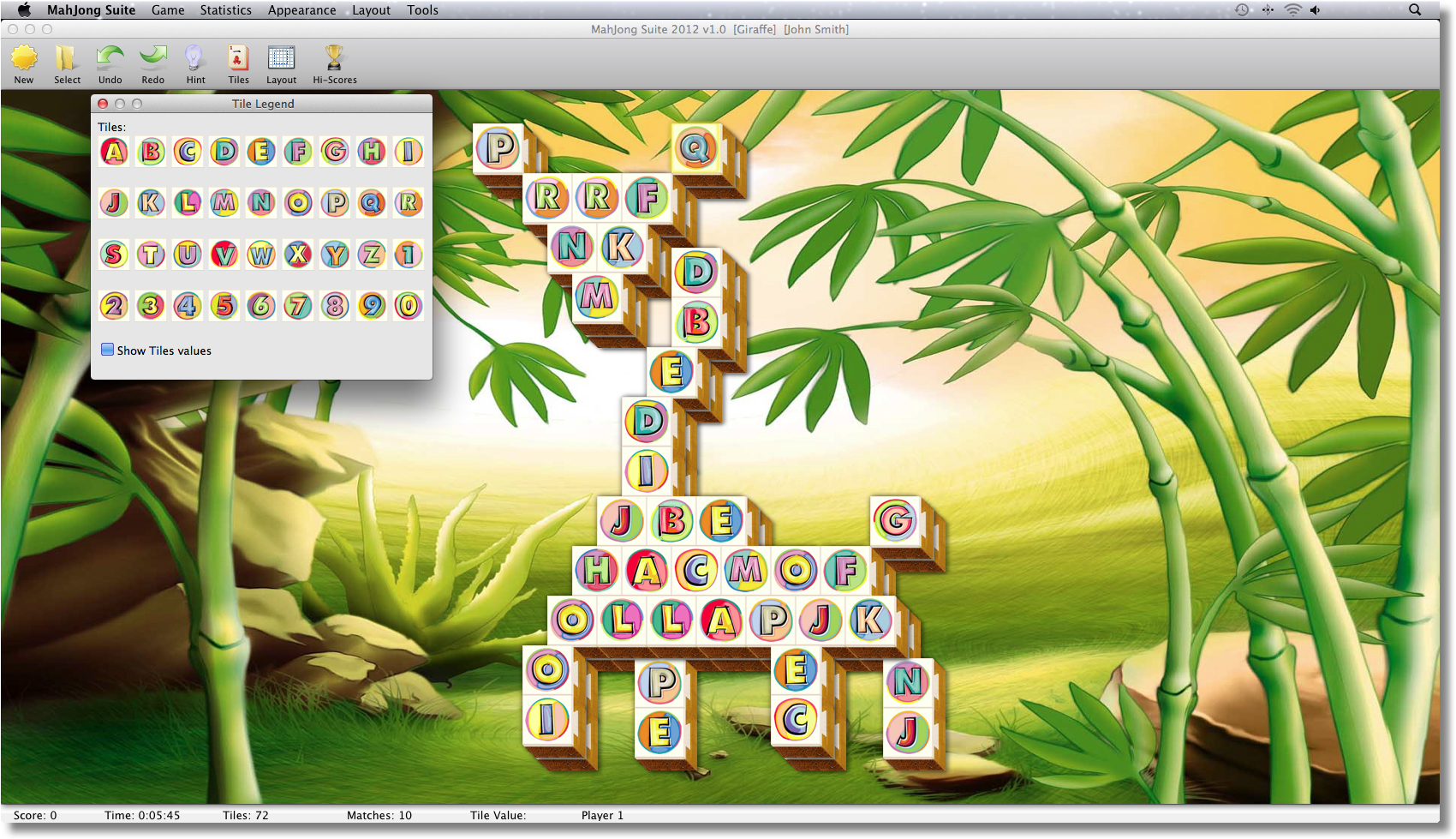 MahJong Suite for Mac - Tile Legend Screenshot