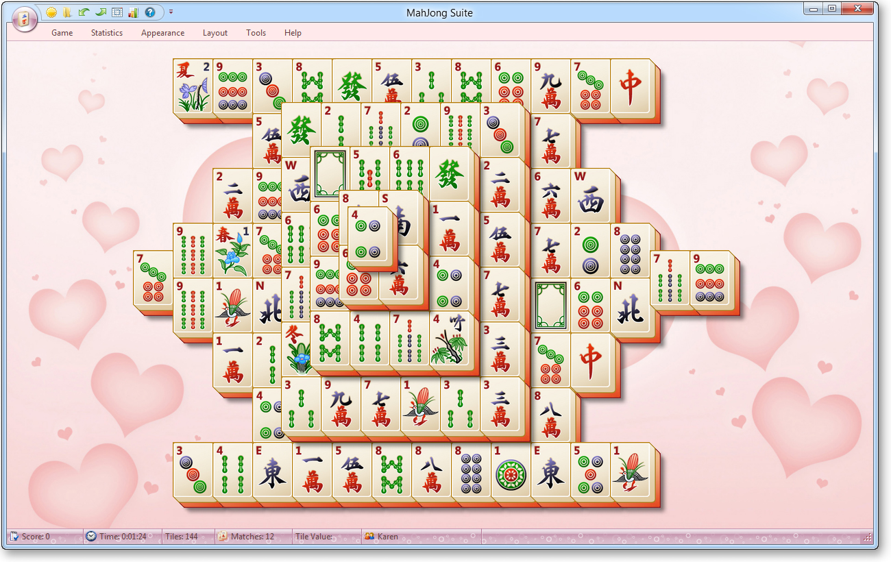 MahJong Suite - Hearts Skin screenshot